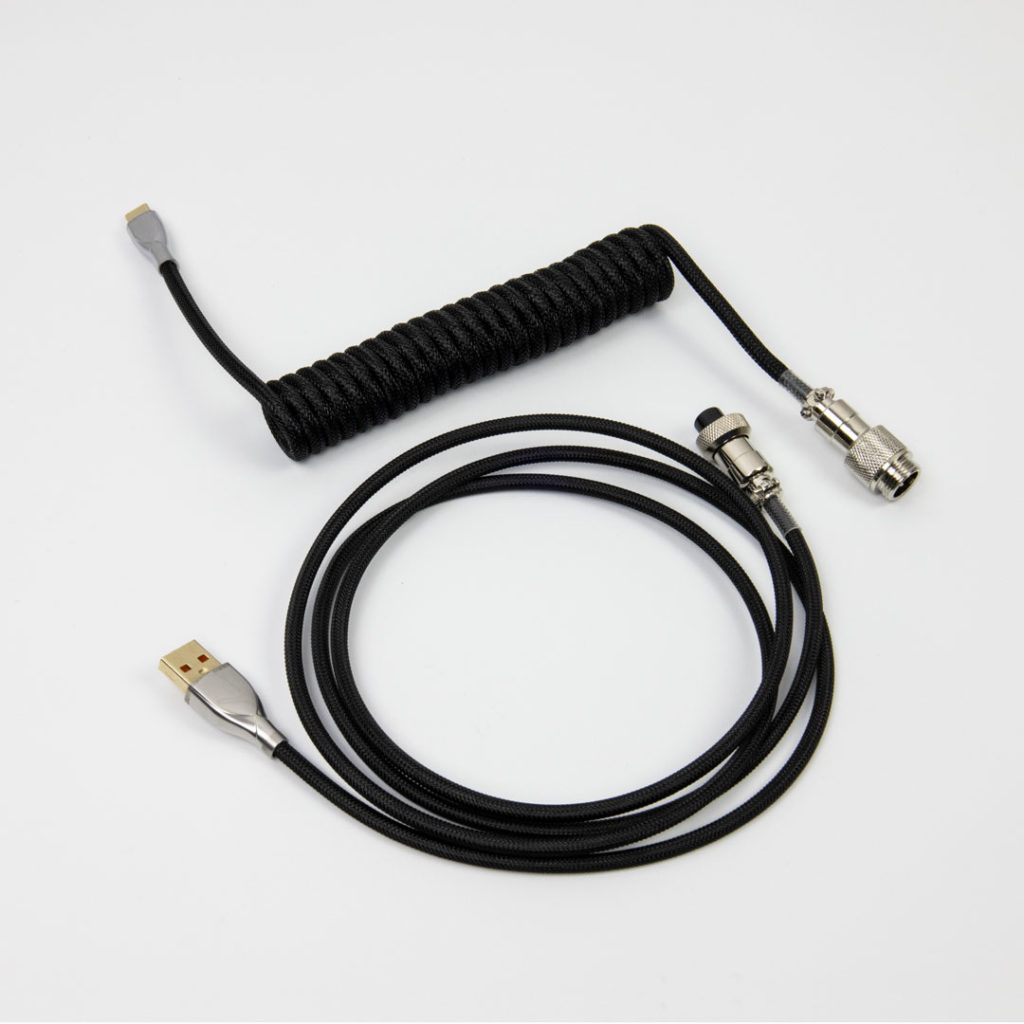 Black Coiled USB C cable with Aviator Connectors | Flashquark ...